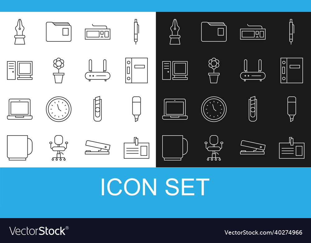 Set Line Identification Badge Marker Pen Office Vector Image