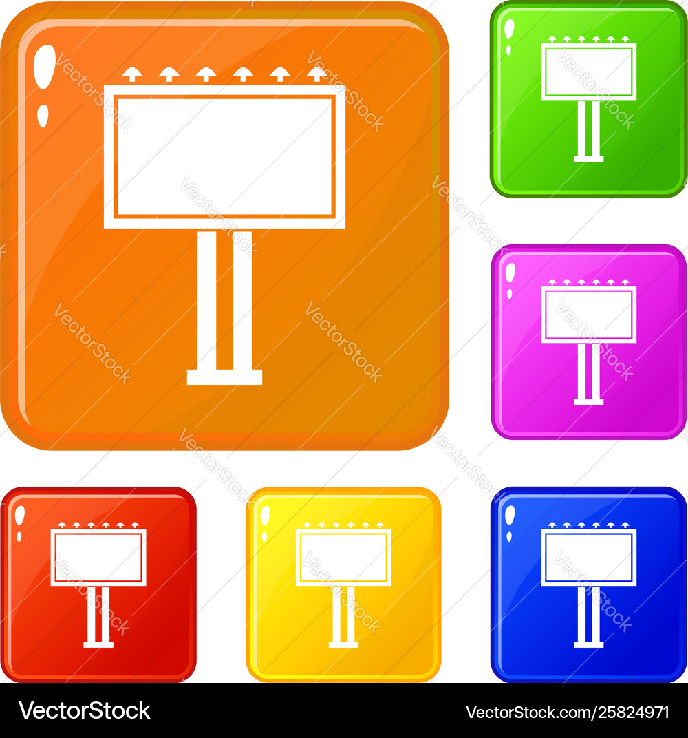 Advertising billboard icons set color Royalty Free Vector