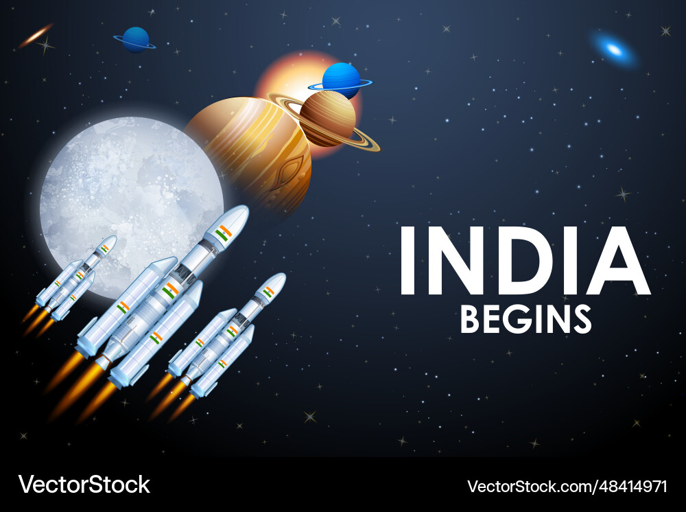 Chandrayaan 3 rocket mission launched by india Vector Image