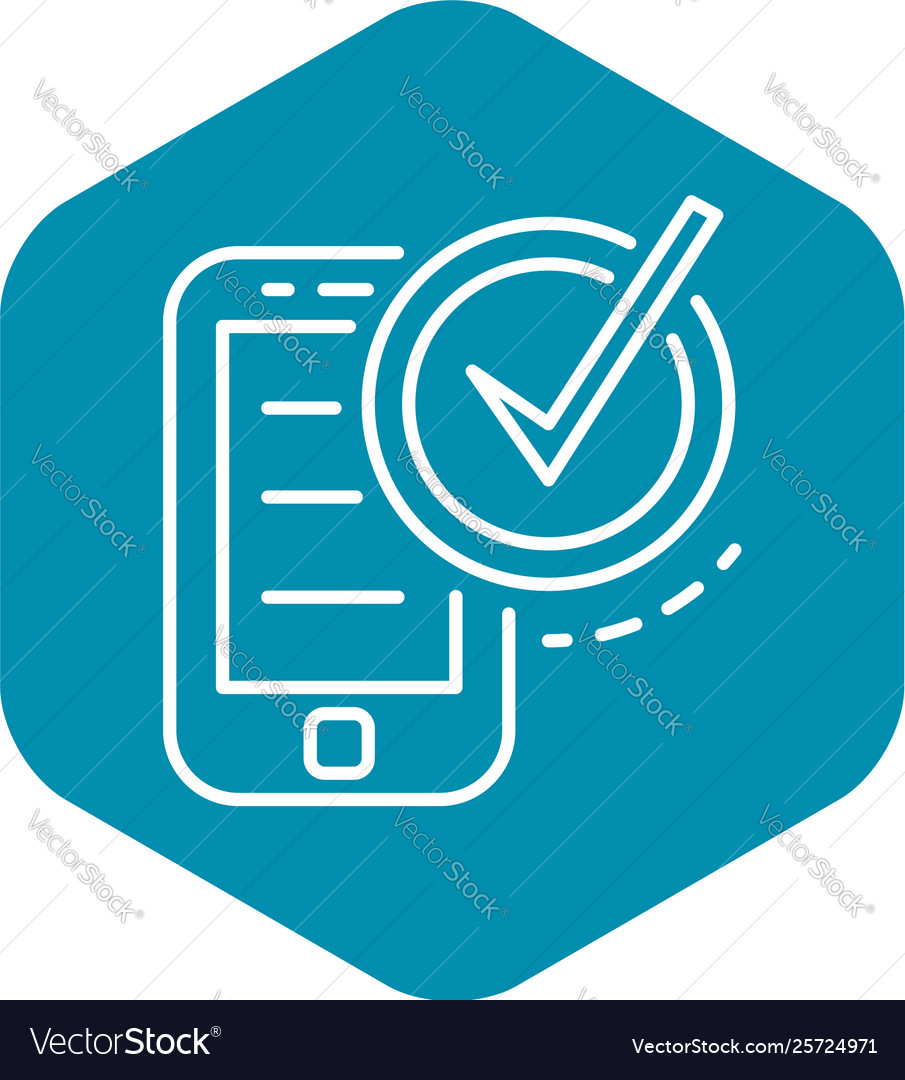 Checked smartphone icon outline style Royalty Free Vector