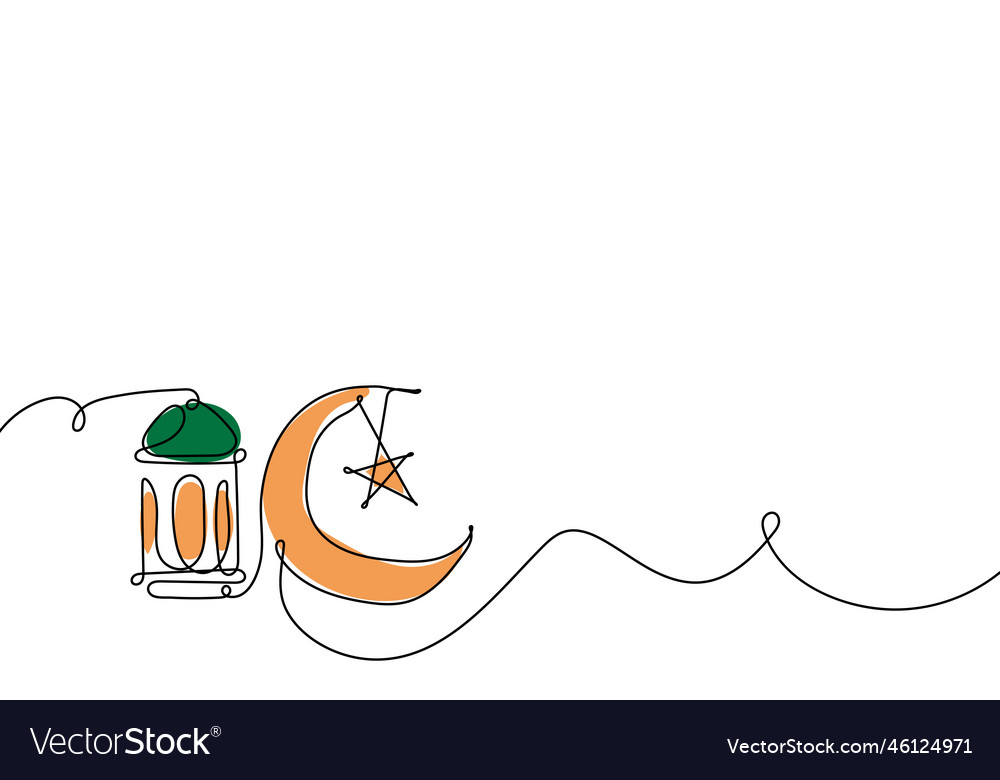 Continuous line islamic background design Vector Image
