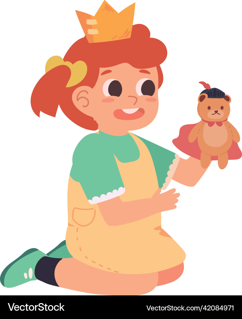 Cute girl playing with a toy Royalty Free Vector Image