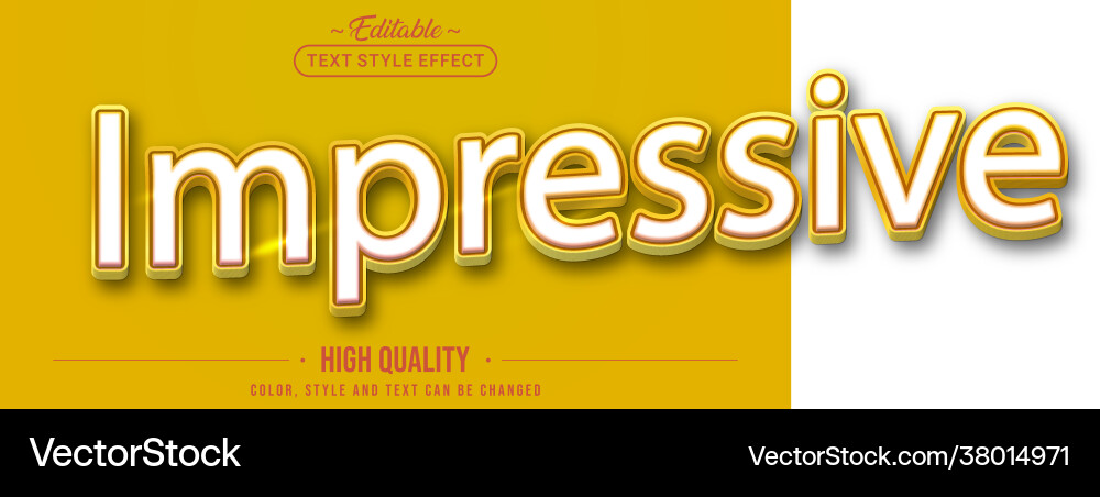 Editable text style effect - impressive text Vector Image