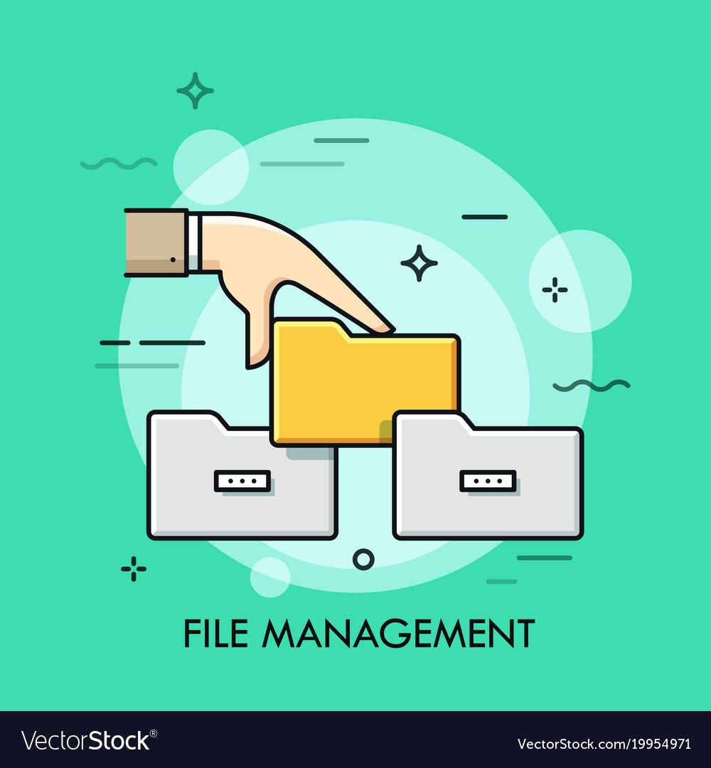 File management thin line concept Royalty Free Vector Image