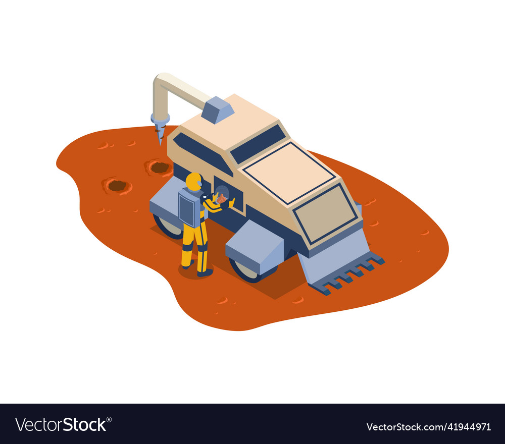 Fixing mars rover composition Royalty Free Vector Image
