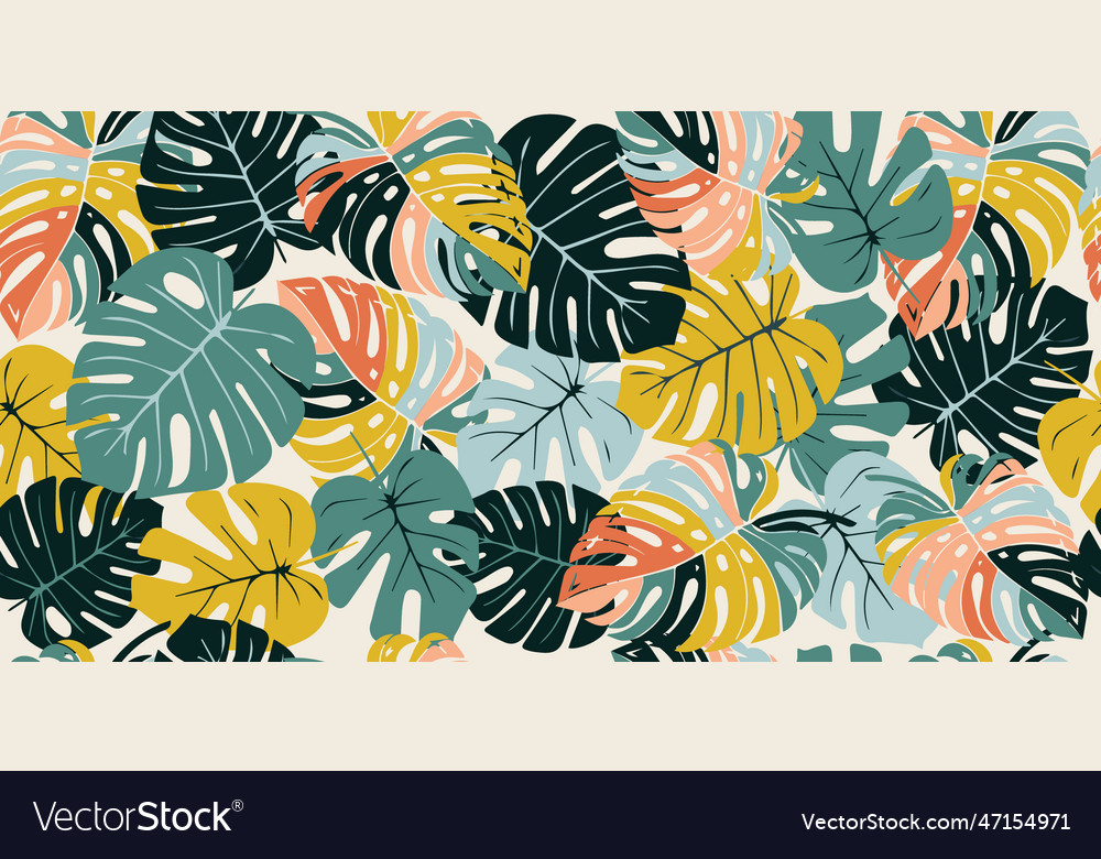 Monstera leaf seamless pattern Royalty Free Vector Image