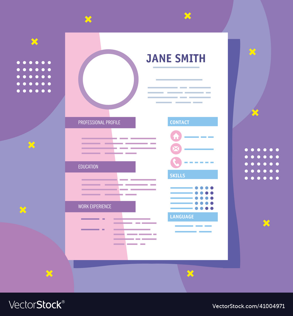 Pink cv template Royalty Free Vector Image - VectorStock