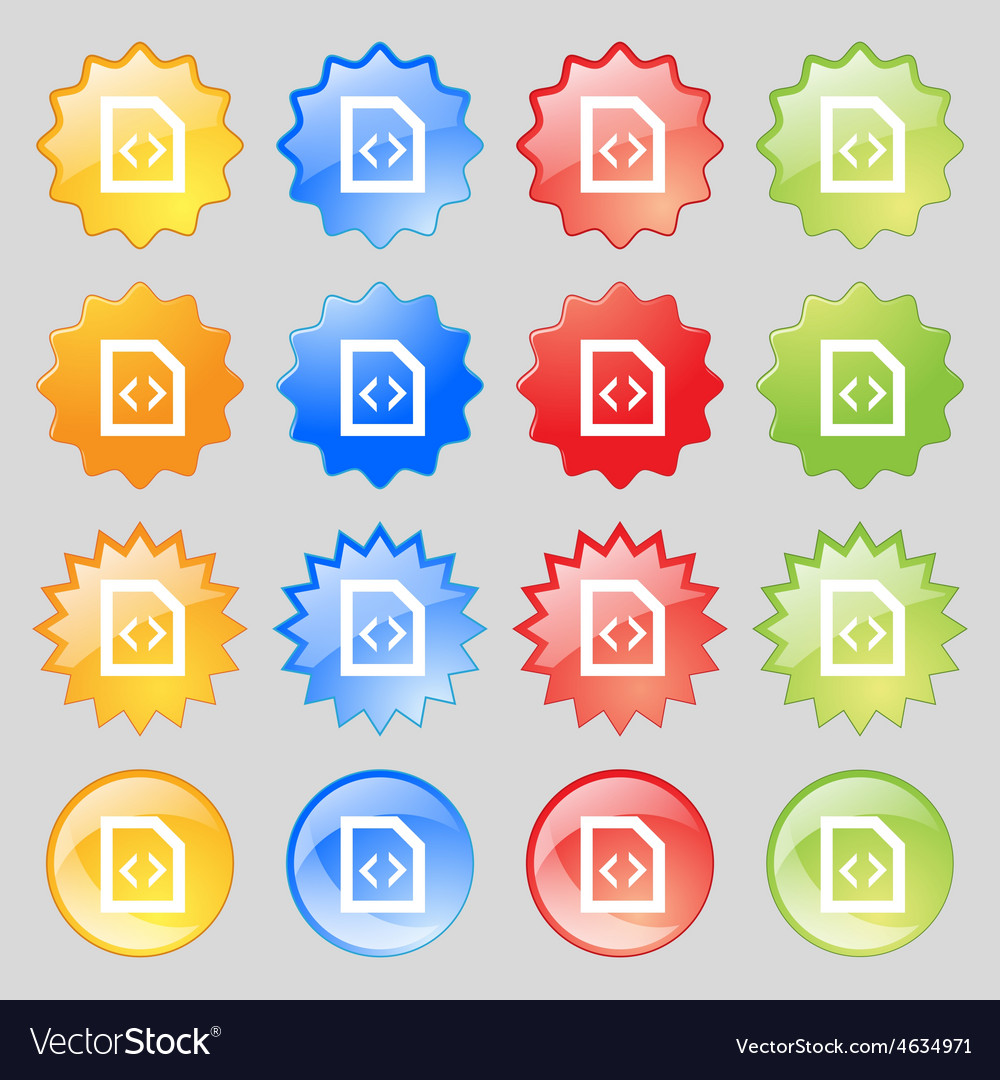 Programming code icon sign big set 16 colorful Vector Image