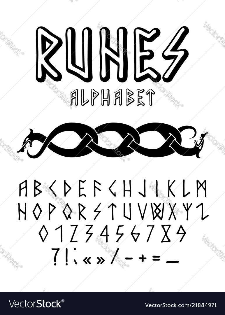 Runic style hand drawn alphabet Royalty Free Vector Image