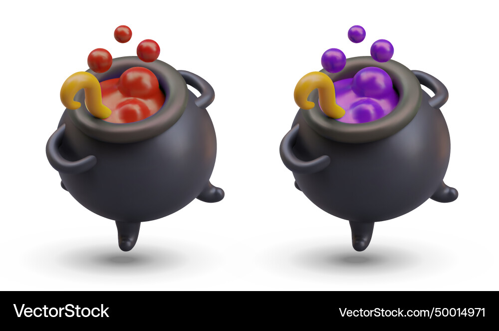 Side view on boiling red and purple soup in black Vector Image