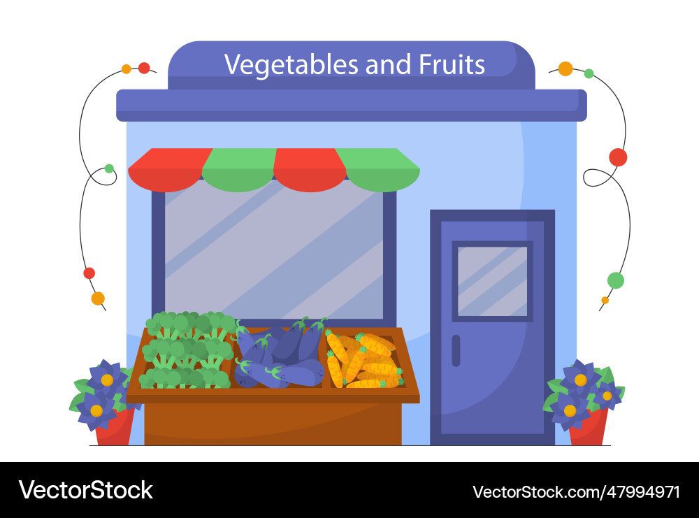 Vegetable and fruits shop concept Royalty Free Vector Image