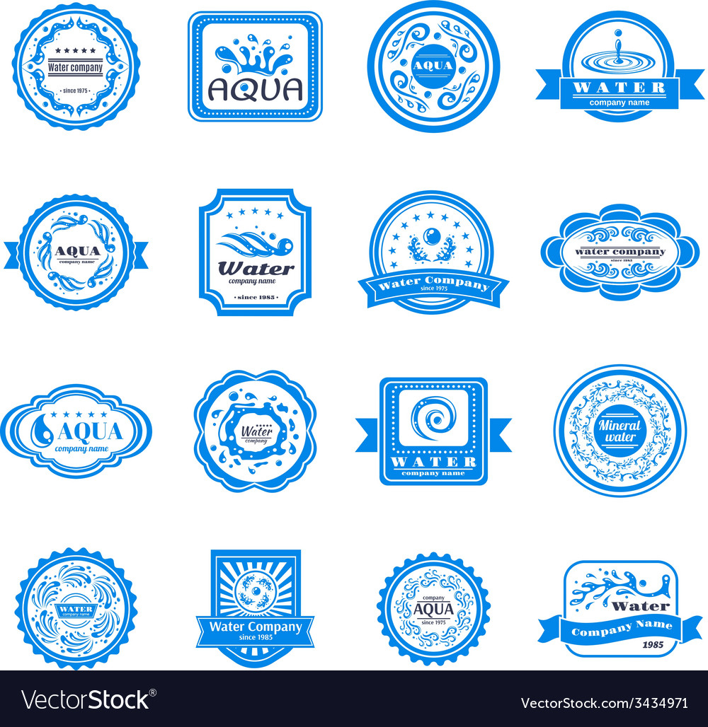 Water emblems set Royalty Free Vector Image - VectorStock
