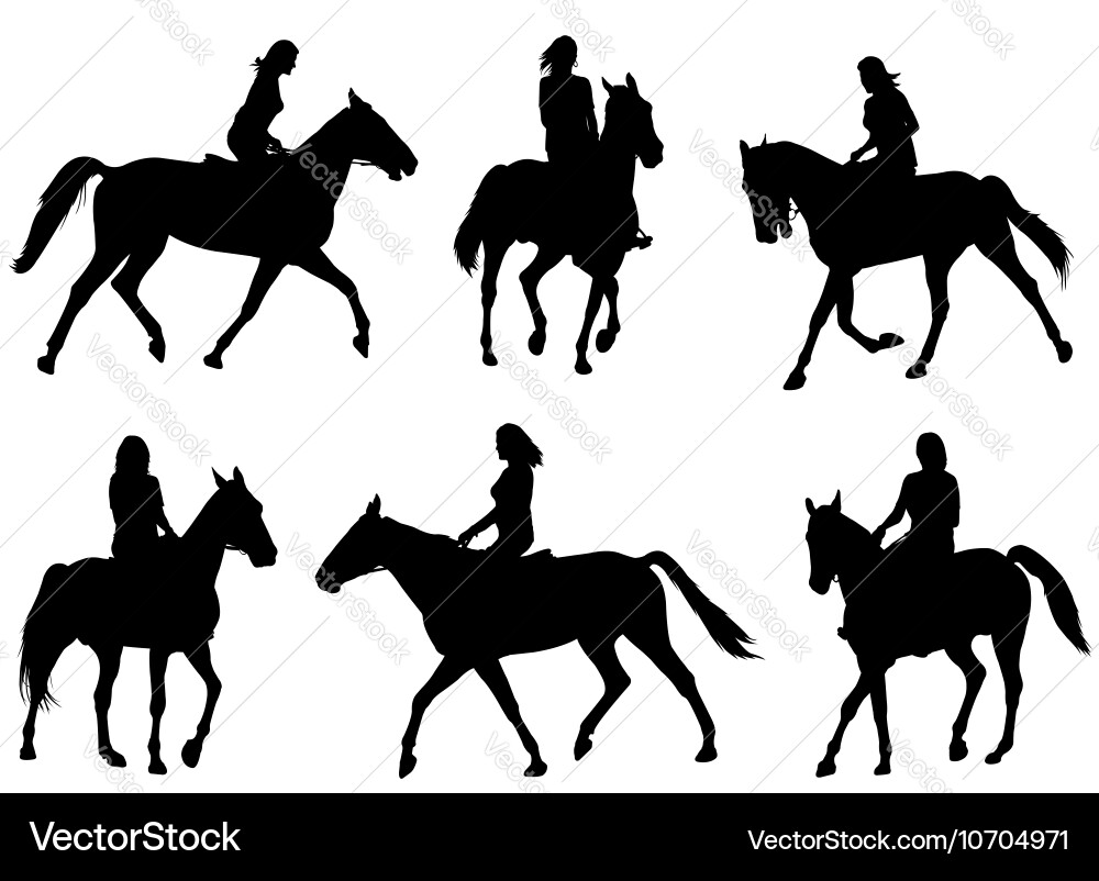 Woman riding horse Royalty Free Vector Image - VectorStock