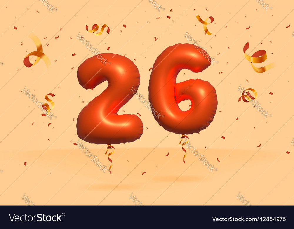3d number 26 sale off discount promotion made Vector Image