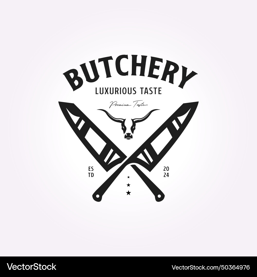 A meat restaurant logo design with butcher knife Vector Image