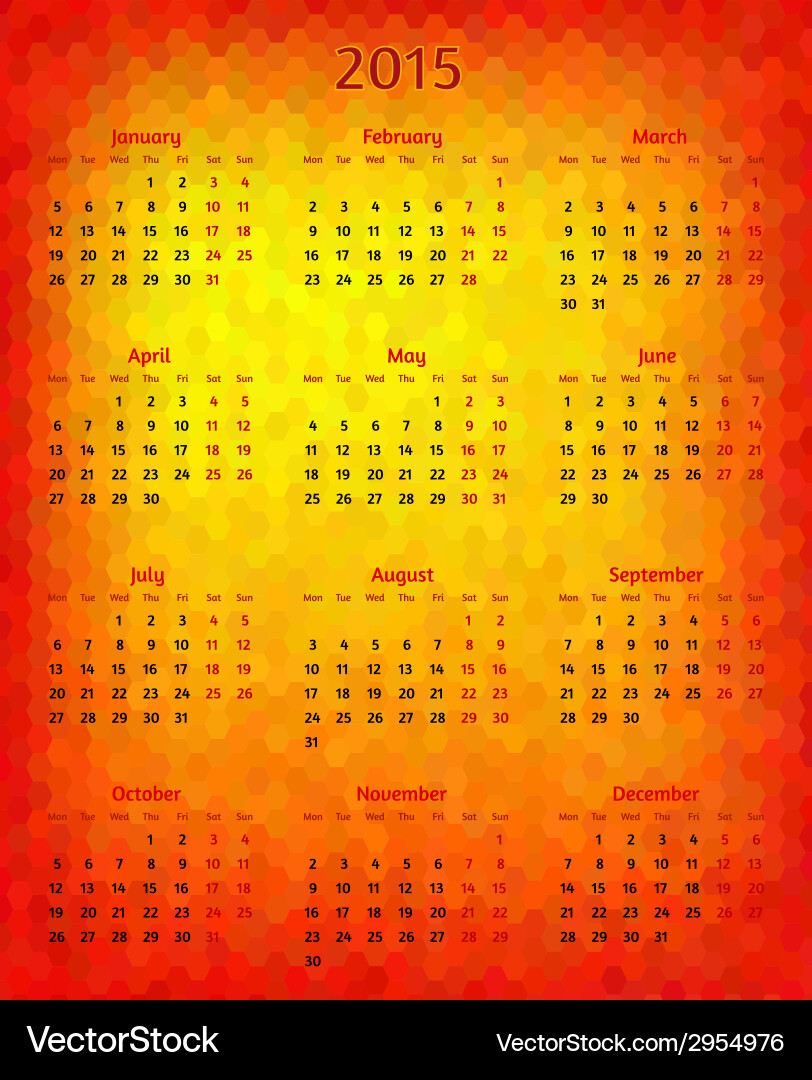 Abstract 2015 year polygonal calendar Royalty Free Vector