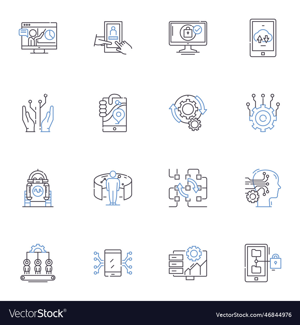 Data mining line icons collection discovery Vector Image Data mining line icons collection discovery Vector Image