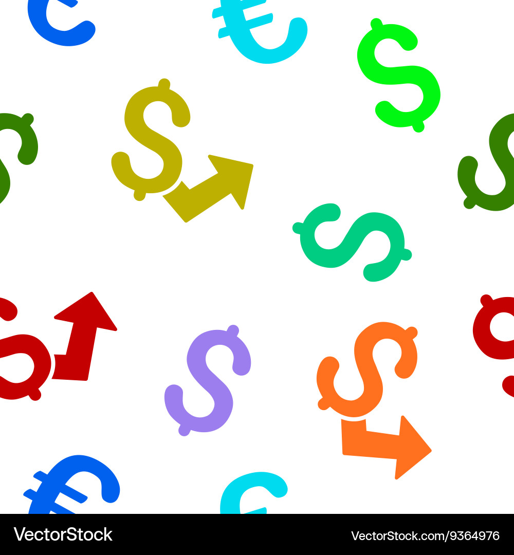 Dollar growth flat seamless pattern Royalty Free Vector