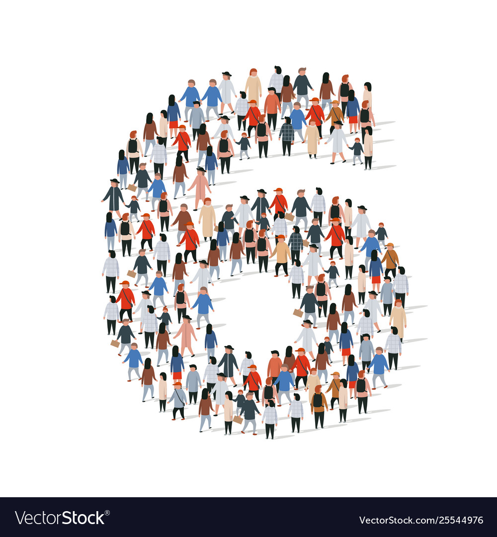 Large group people in number 6 six form Royalty Free Vector