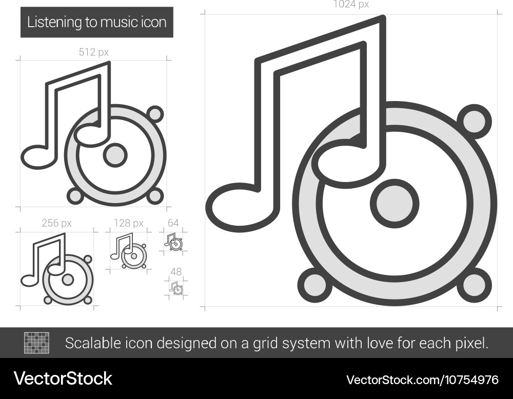 Listening to music line icon Royalty Free Vector Image