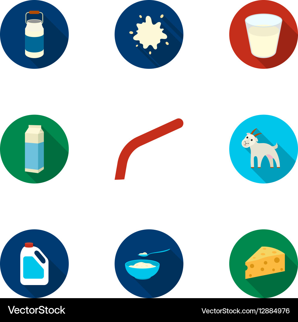 Milk set icons in flat style big collection Vector Image