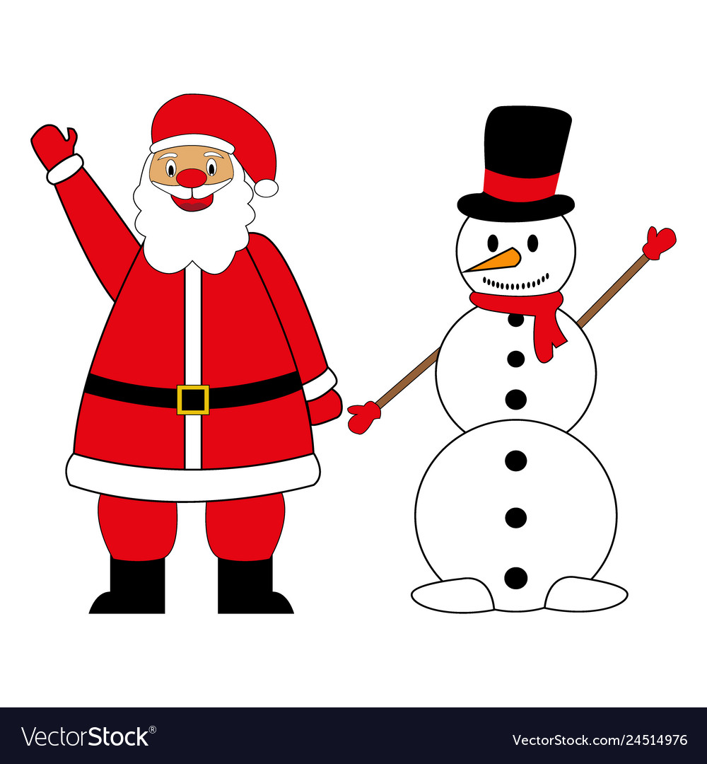 Santa claus and christmas snowman Royalty Free Vector Image