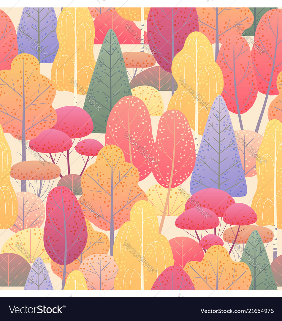 Seamless pattern with autumn trees and bushes Vector Image
