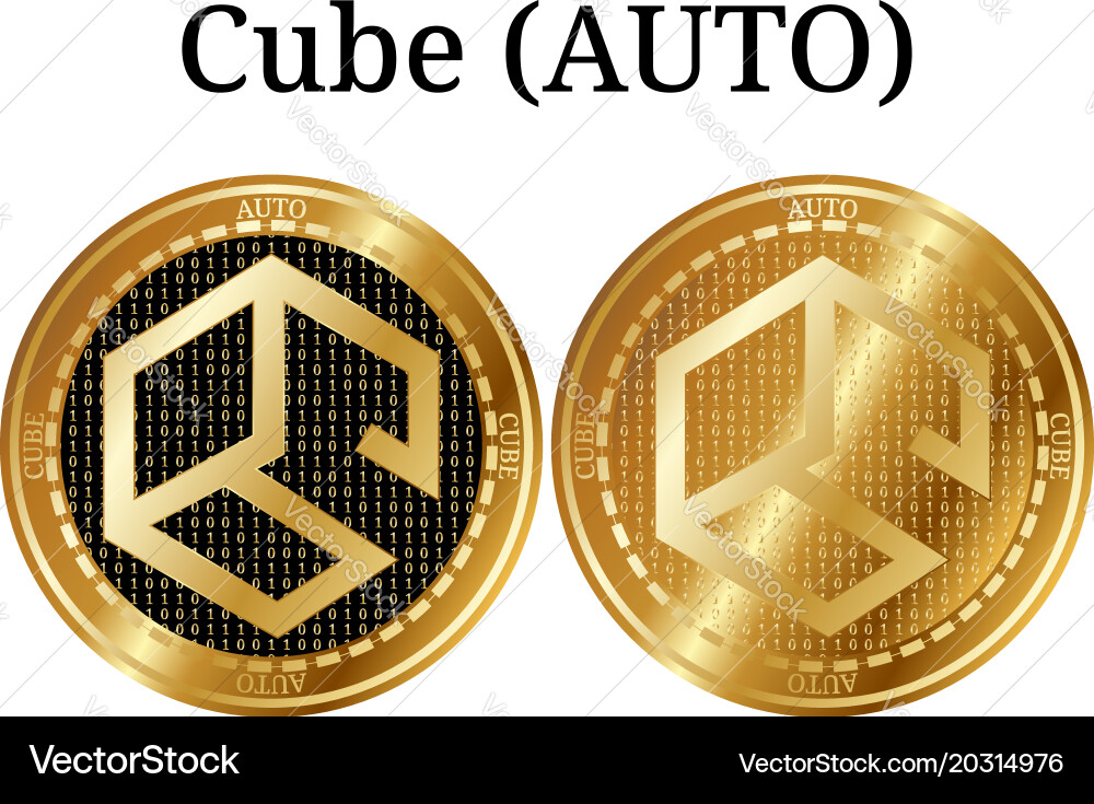 Set of physical golden coin cube auto Royalty Free Vector