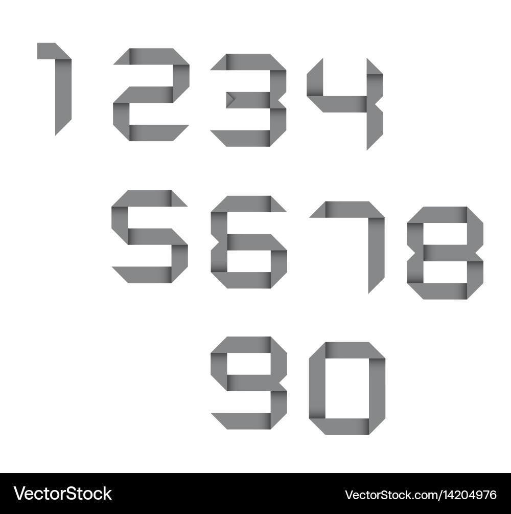 Simple set of origami numbers Royalty Free Vector Image