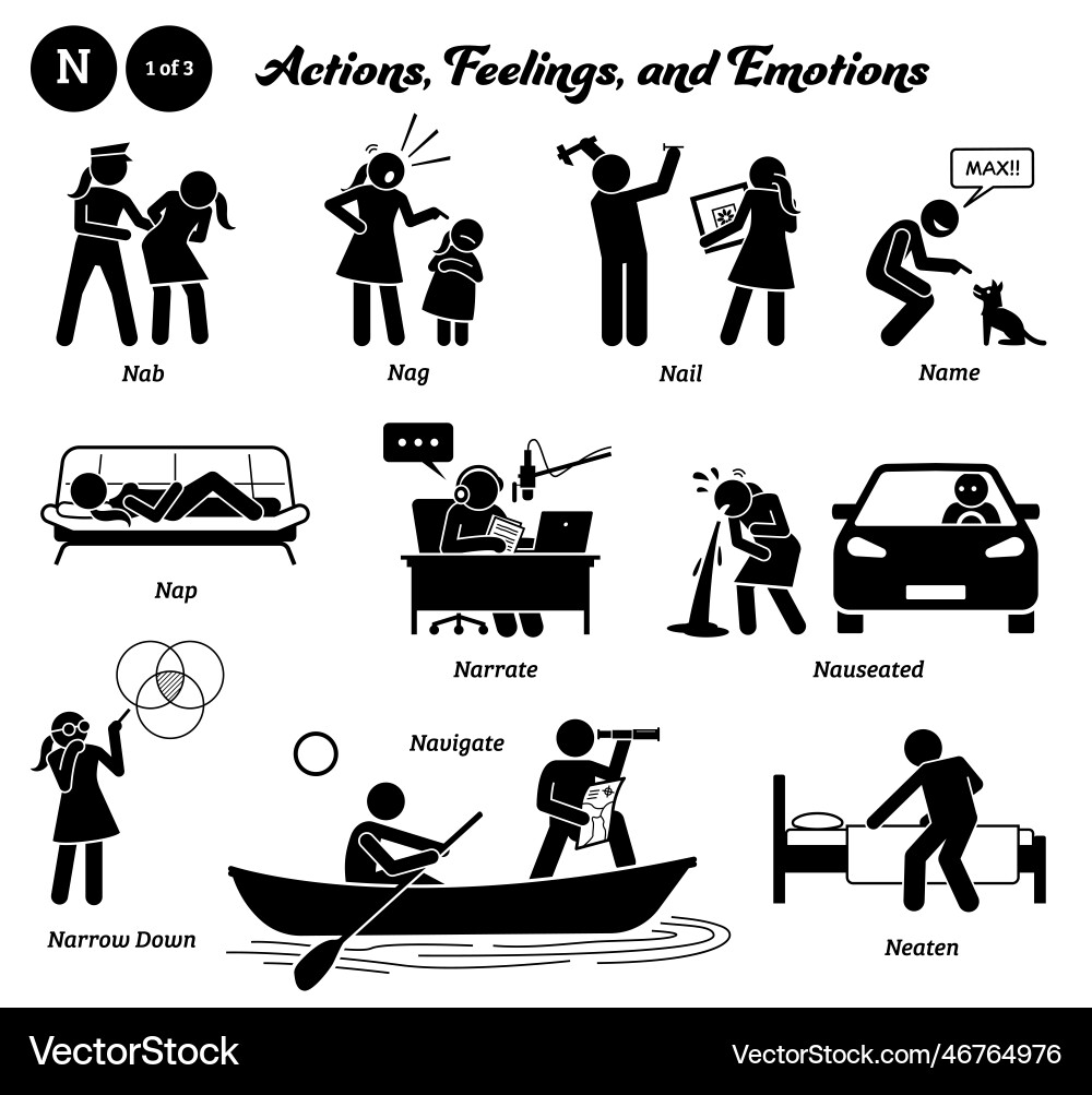 Stick figure human people man action feelings Vector Image