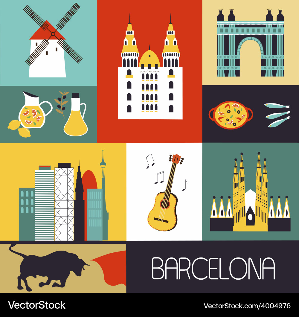Symbols of barcelona Royalty Free Vector Image
