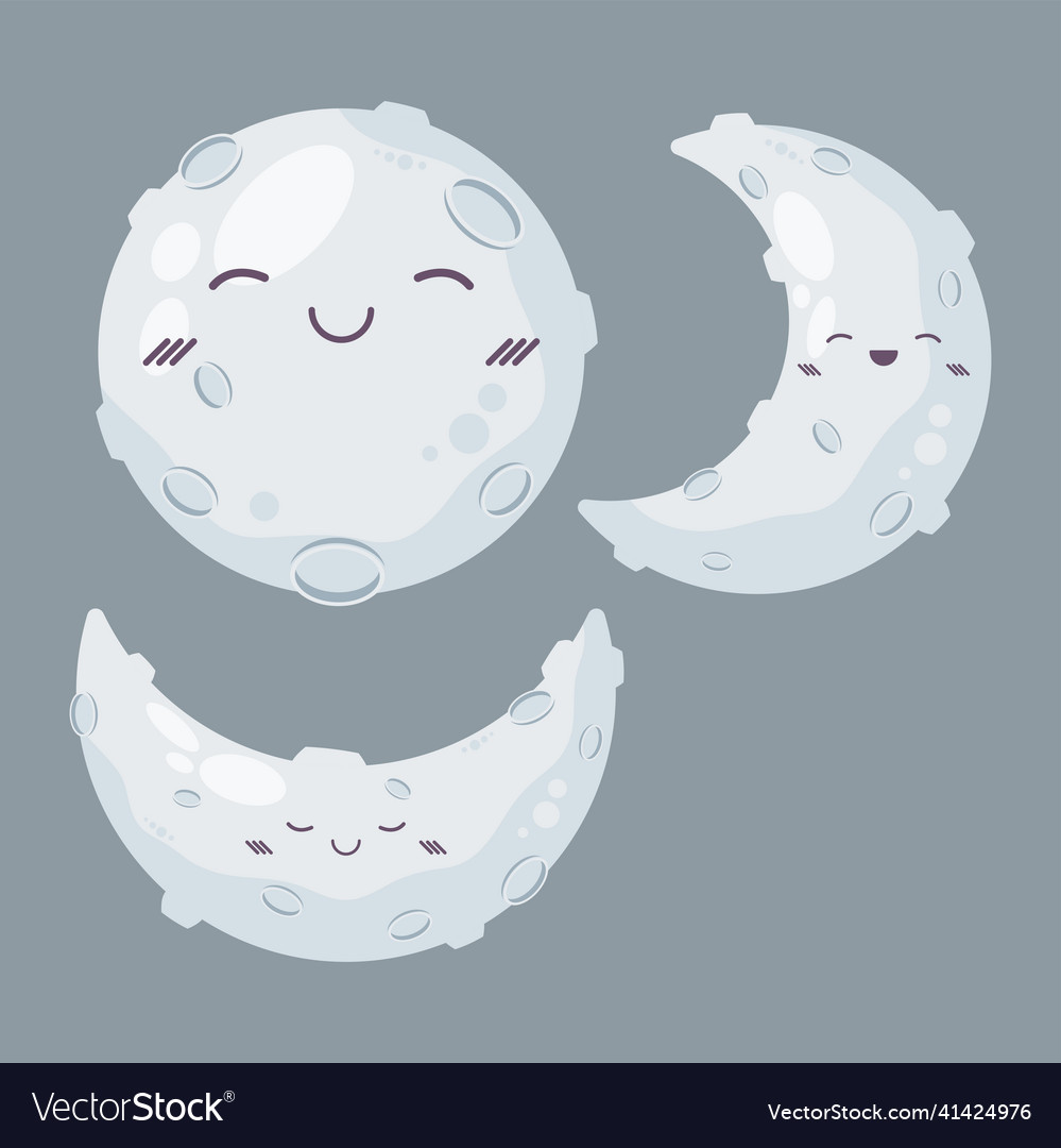 Three night time moons Royalty Free Vector Image