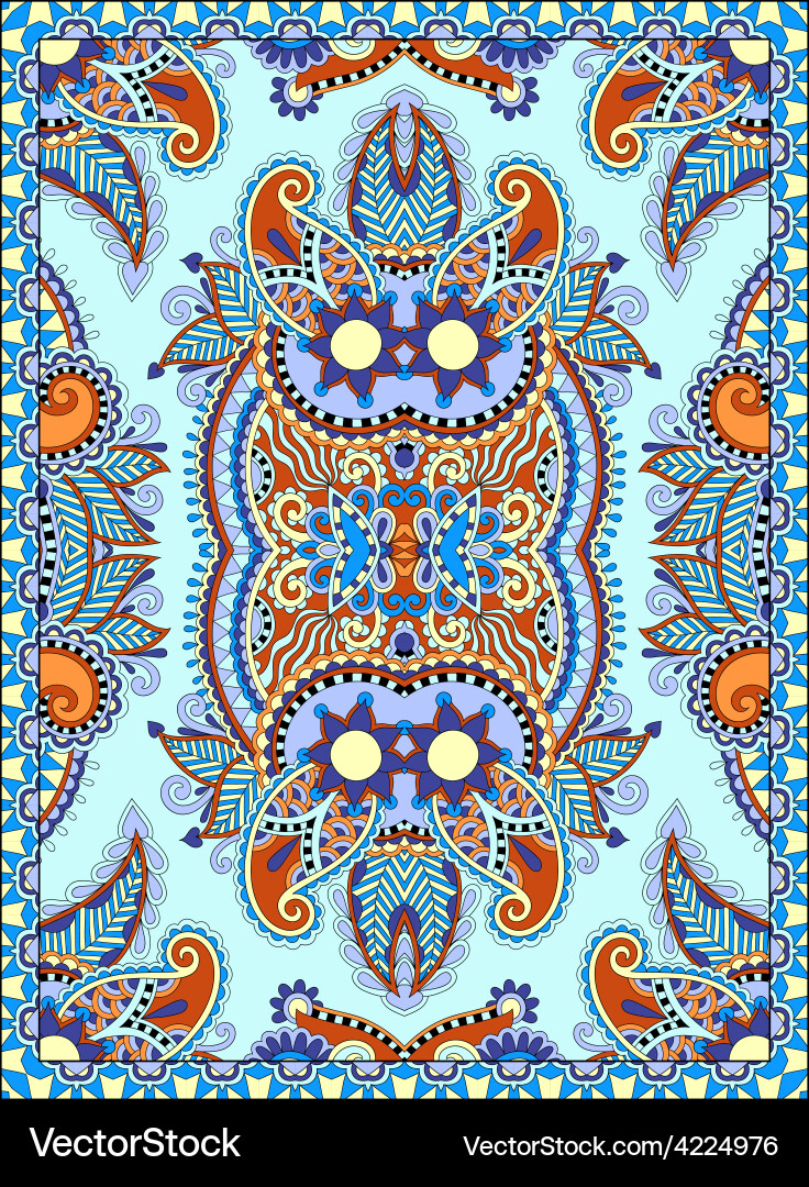 Ukrainian floral carpet design for print on canvas