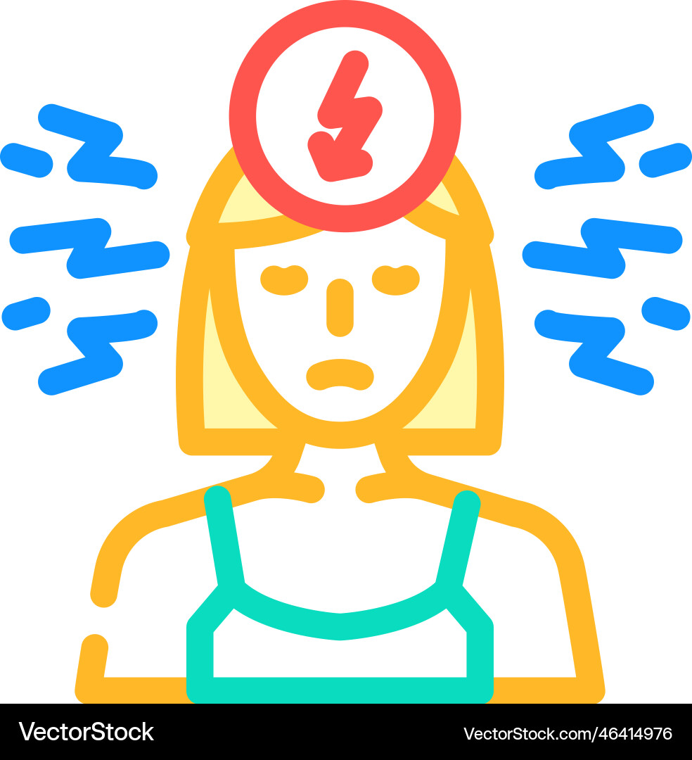 Woman stress headache color icon Royalty Free Vector Image