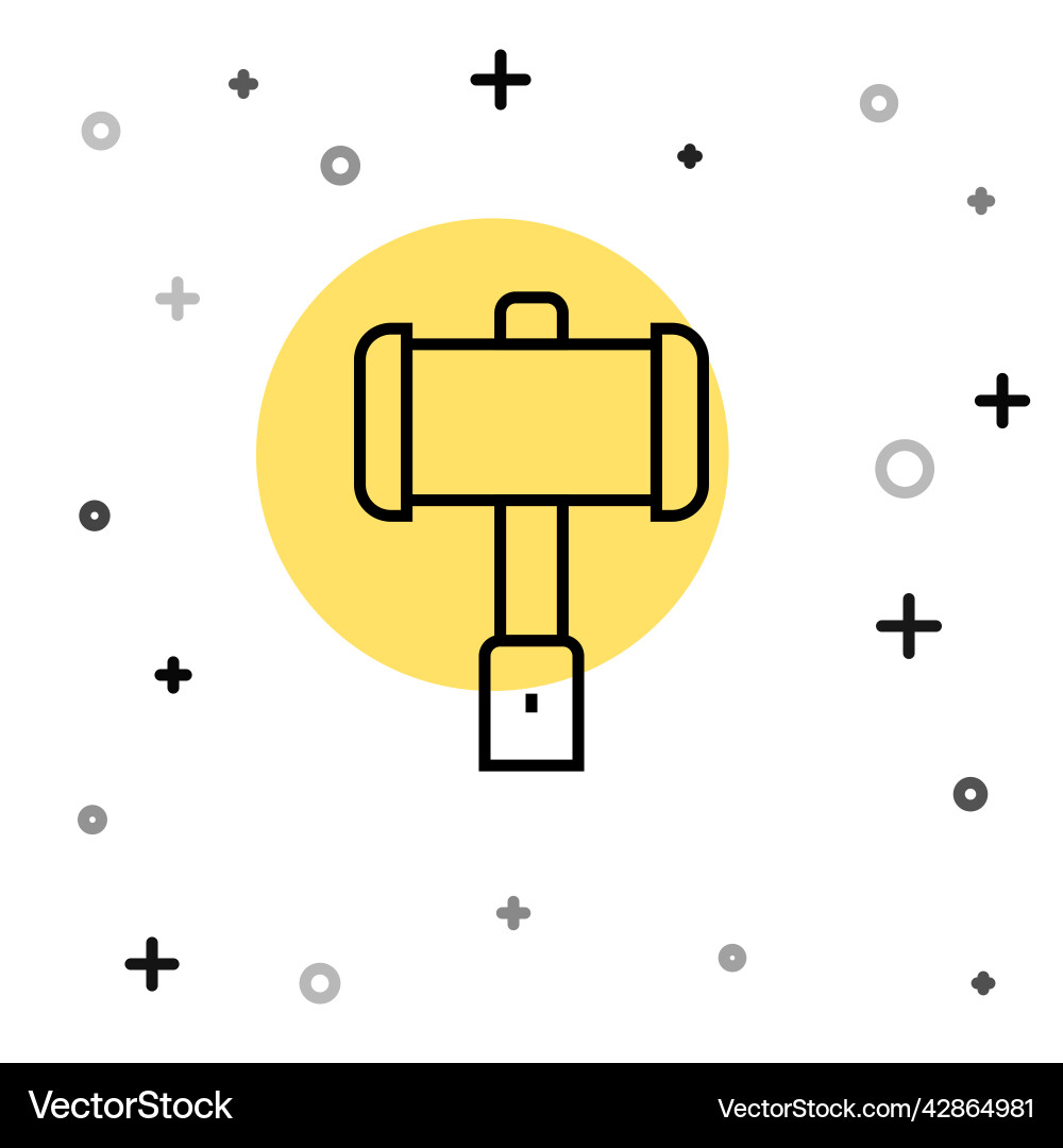 Black line medieval battle hammer icon isolated Vector Image