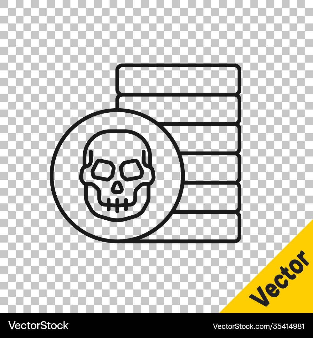 Black line pirate coin icon isolated Royalty Free Vector
