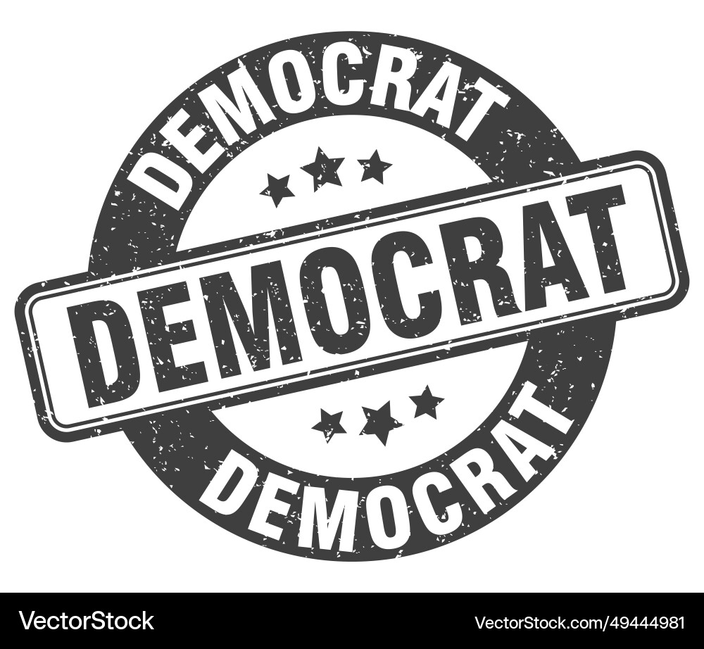 Democrat stamp label round grunge sign Royalty Free Vector