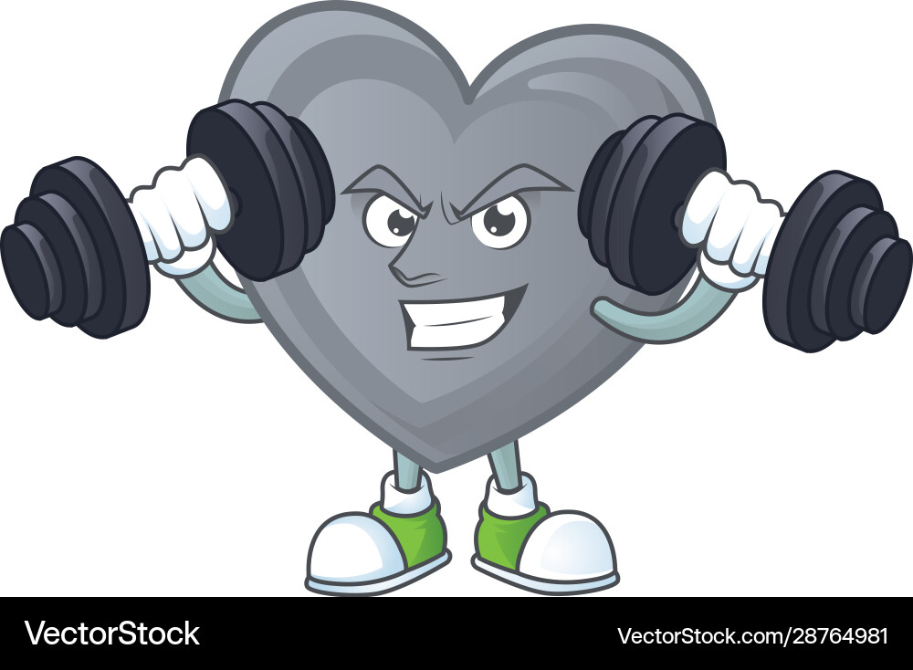 Fitness exercise grey love mascot icon Royalty Free Vector