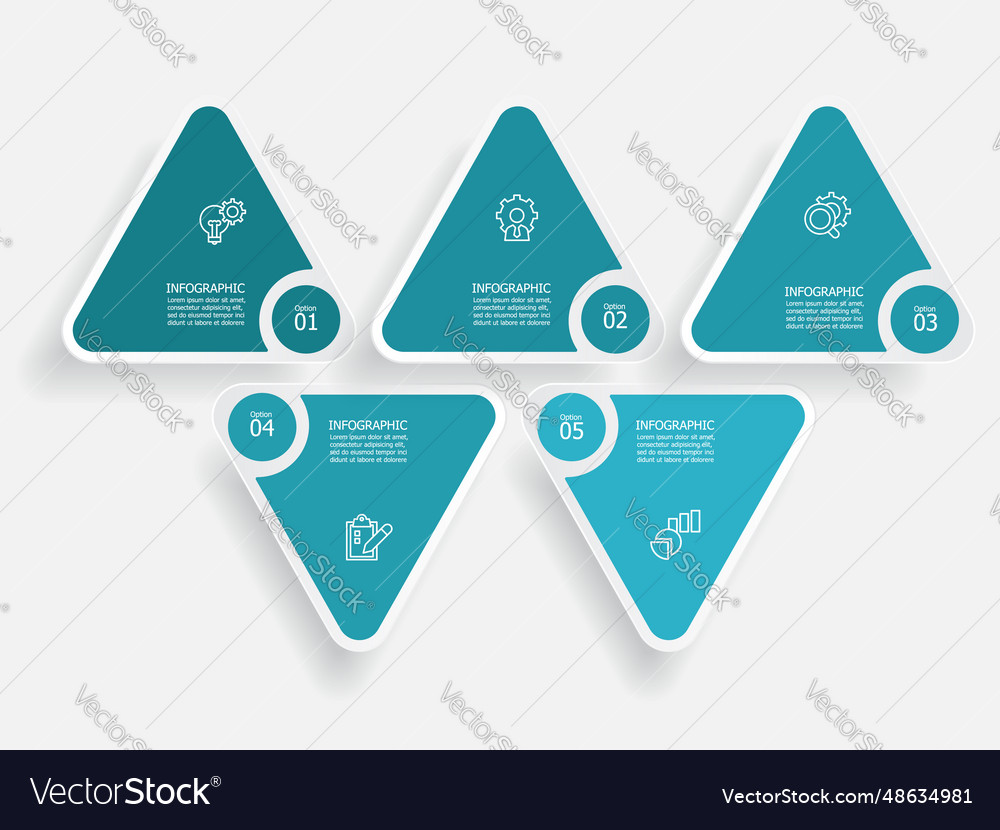 Horizontal triangle round steps timeline Vector Image