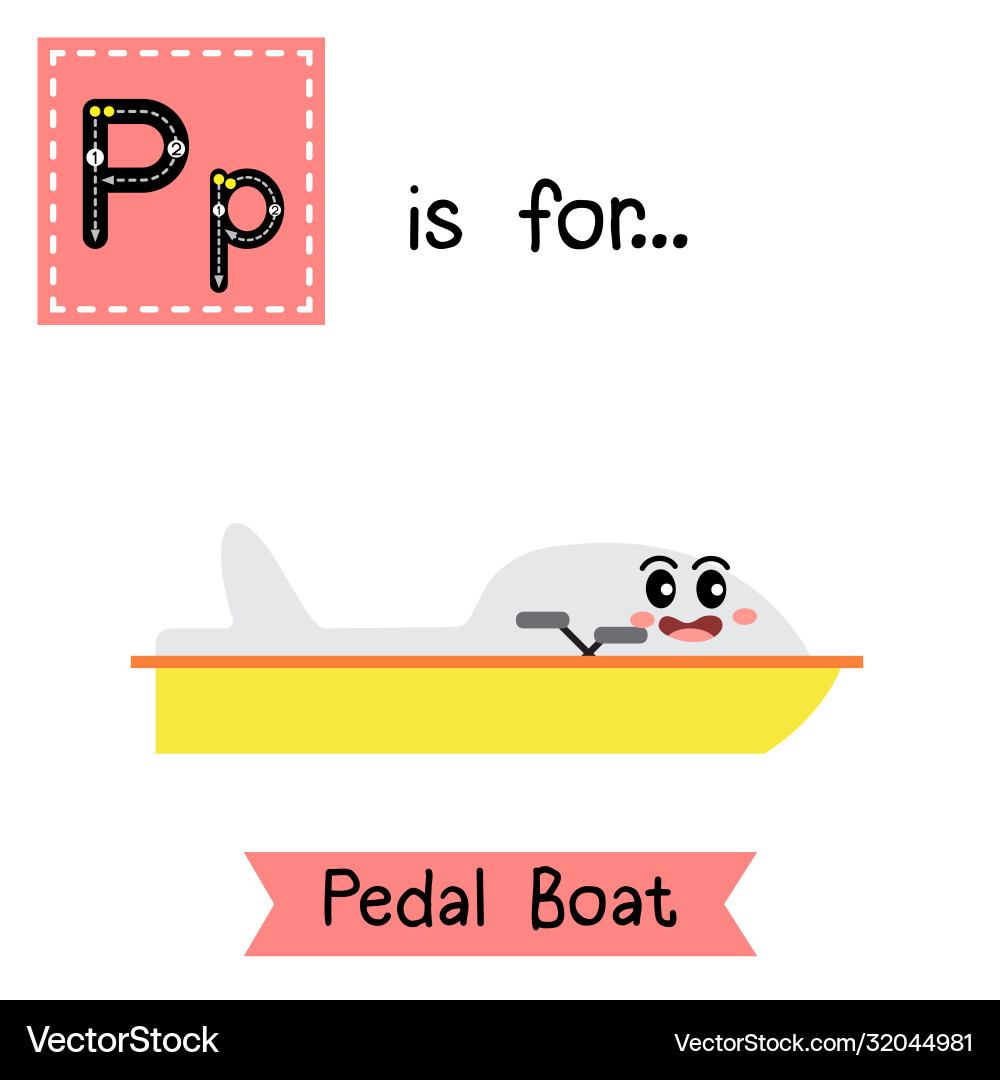 Letter p tracing pedal boat ss Royalty Free Vector Image