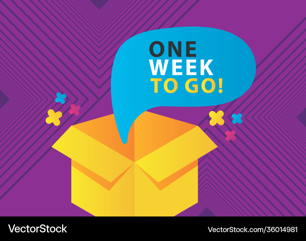 One week to go sale countdown lettering with box Vector Image