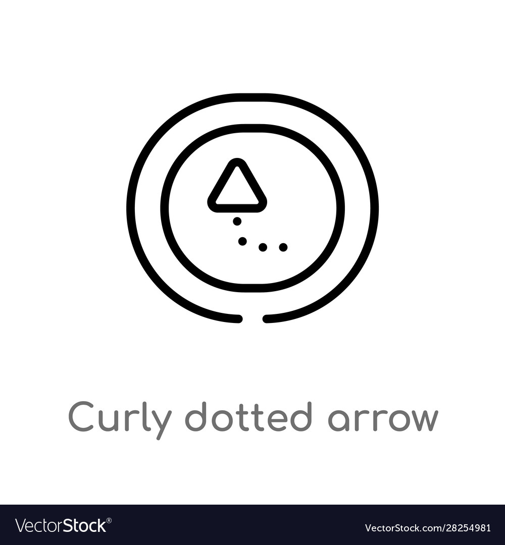 Outline Curly Dotted Arrow Icon Isolated Black Vector Image