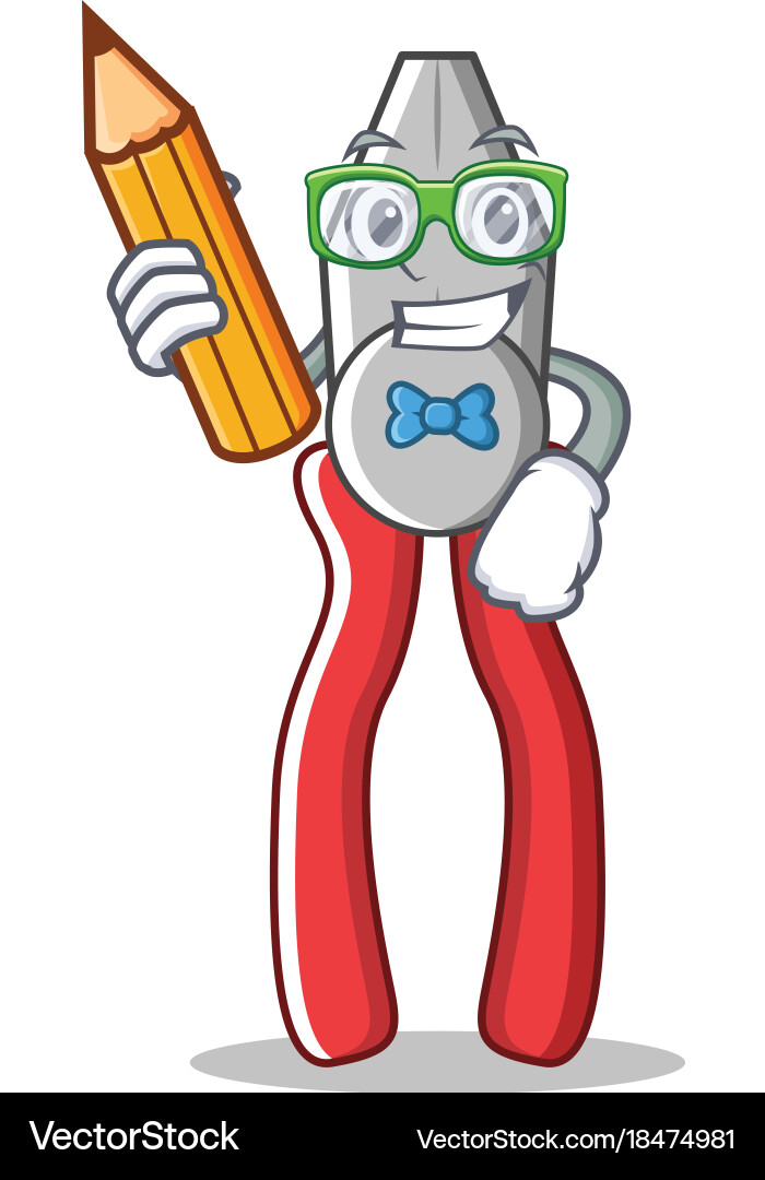 Student pliers character cartoon style Royalty Free Vector