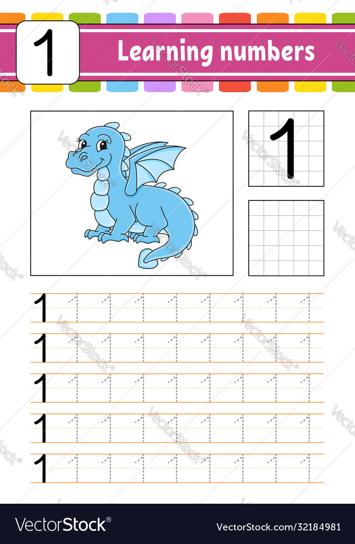 Trace and write handwriting practice learning Vector Image