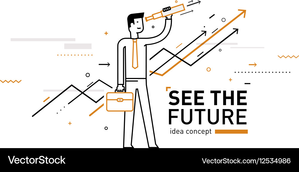 Businessman with telescope looking to the future Vector Image
