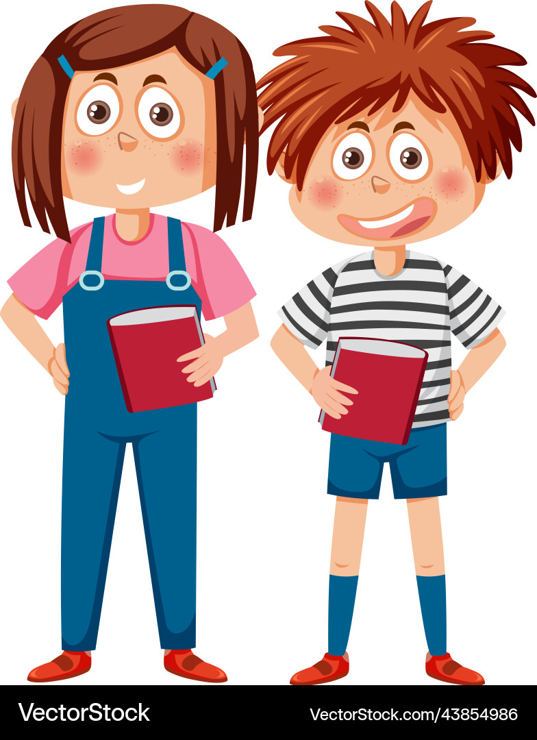 Couple kids cartoon character Royalty Free Vector Image