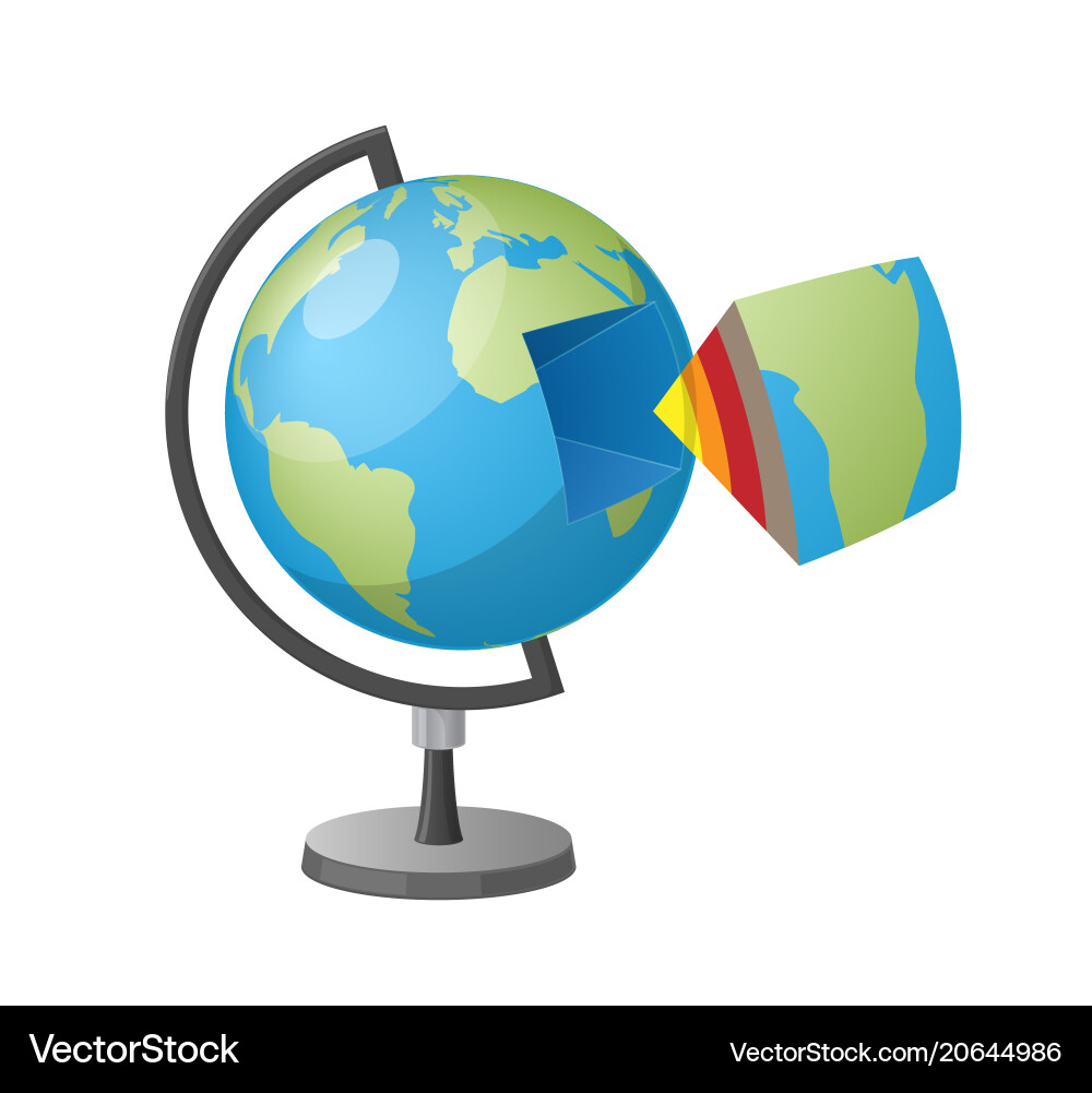 Earth cutaway isolated cartoon style Royalty Free Vector