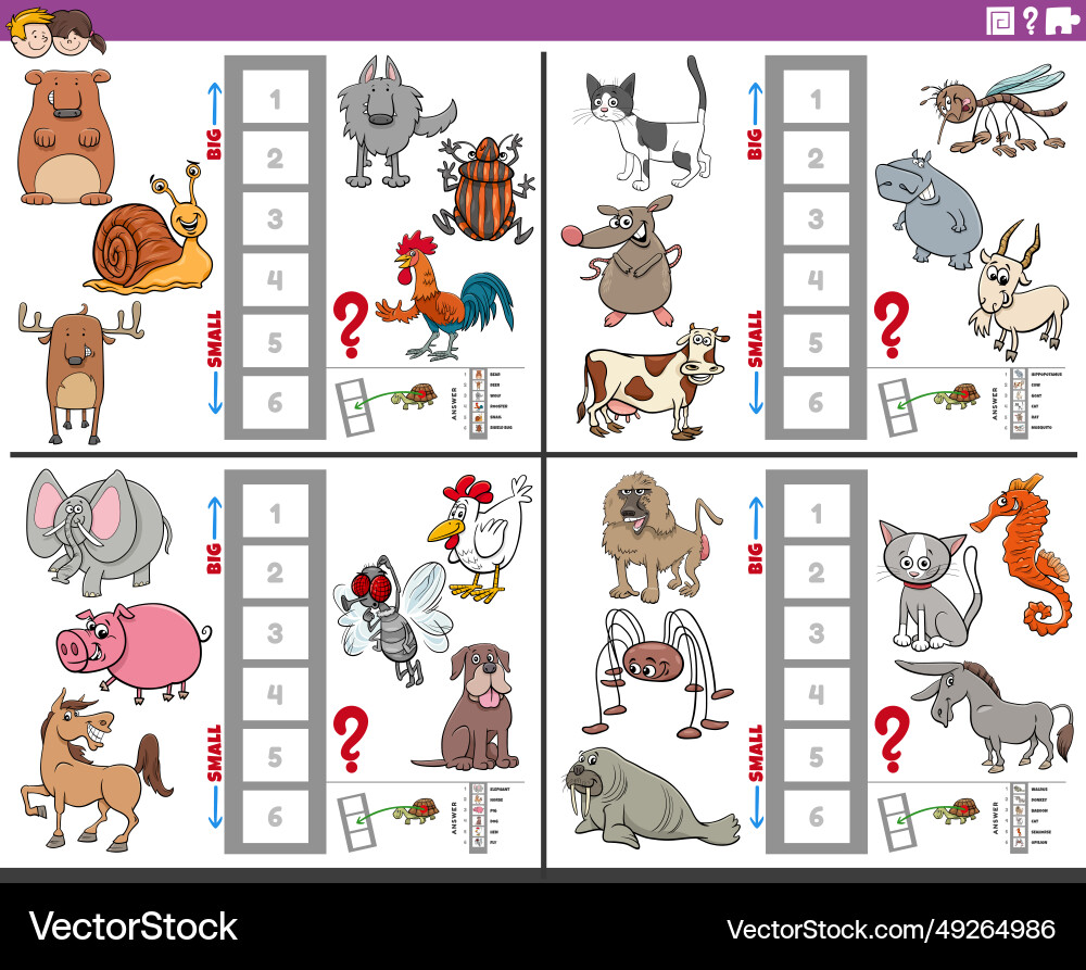 Educational games set with big and small cartoon Vector Image