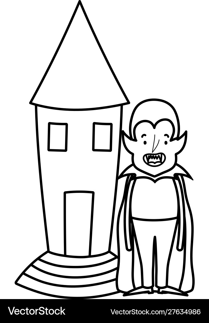 Happy halloween celebration boy dracula with cape Vector Image