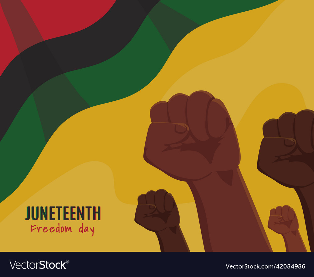 Juneteenth raised hands Royalty Free Vector Image